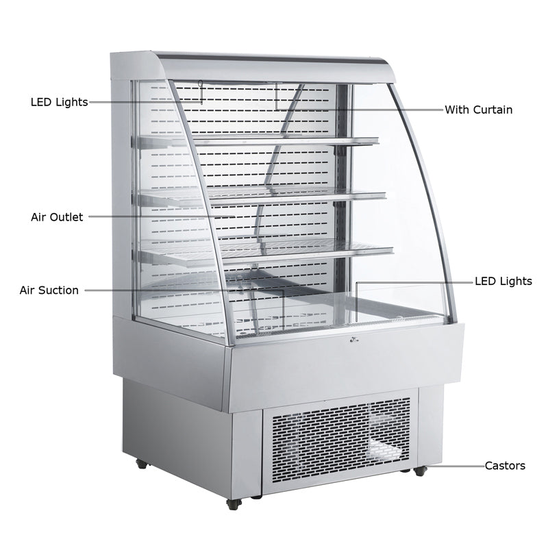 40 ins Stainless Steel Commercial Self-Contained Open Refrigeration Di ...